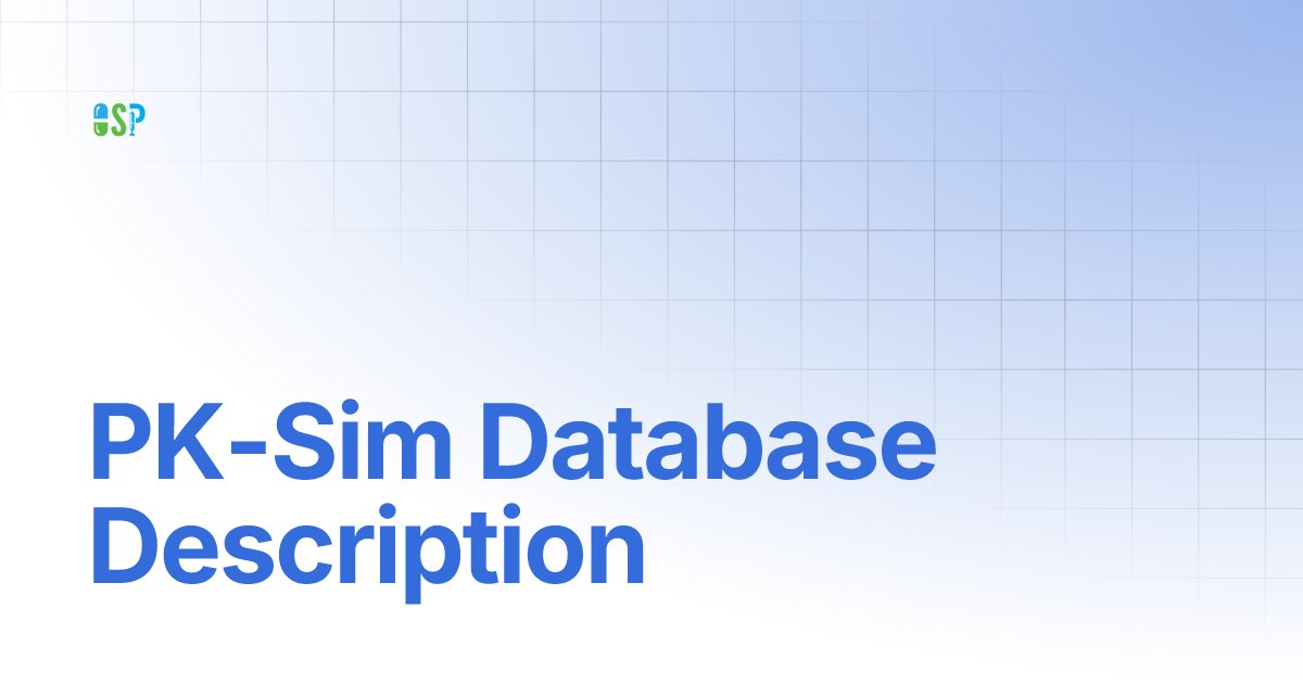 PK-Sim Database Description | Developer Documentation